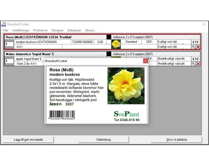 Etikett- och skyltprogram - SvePlant